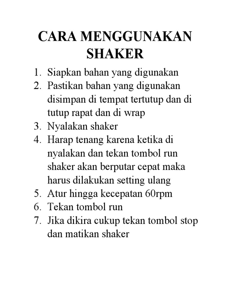 Cara Menggunakan Shaker | PDF