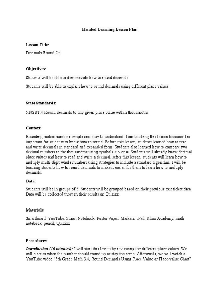 Blended Learning Lesson Plan | PDF | Lesson Plan | Educational Psychology