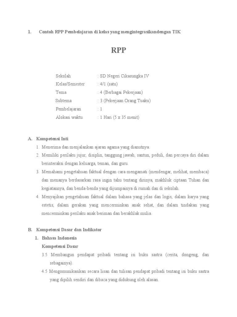 Contoh RPP Berbasis TIK | PDF | Karier & Perkembangan