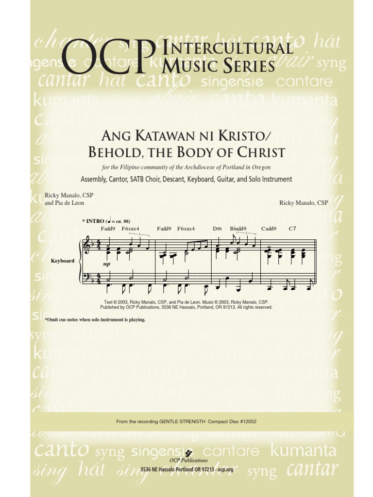 Ang Katawan Ni Kristo Ricky Manalo CSP Pia de Leon | PDF | Choral Music ...