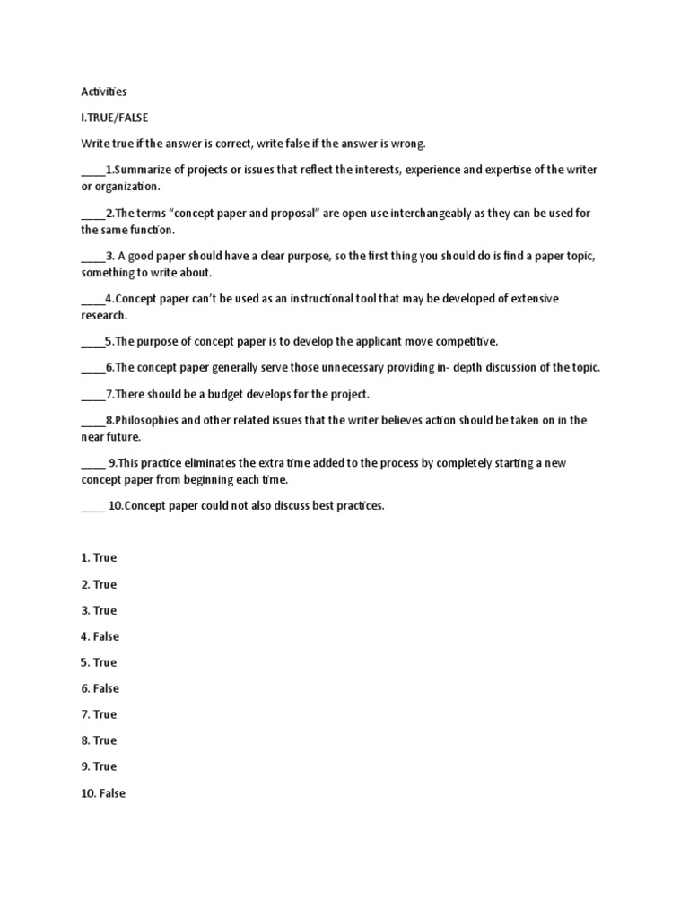 Activities Concept Paper | PDF | Concept | Cognition