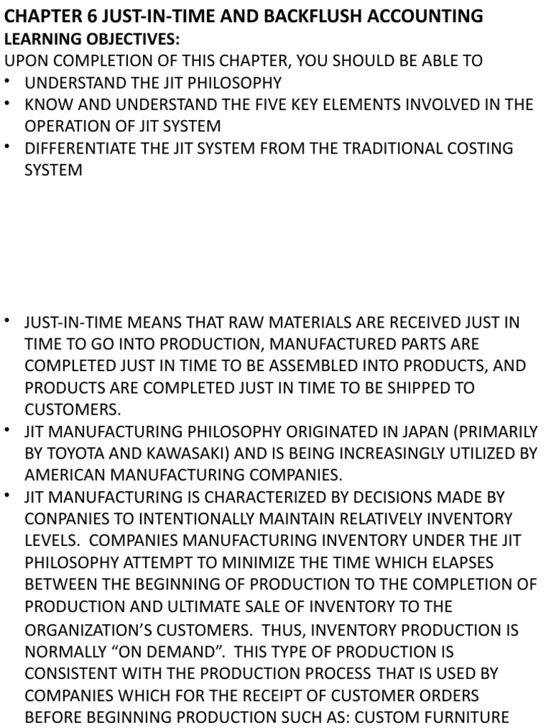 JIT and Backflush Accounting Overview | PDF | Cost Of Goods Sold ...