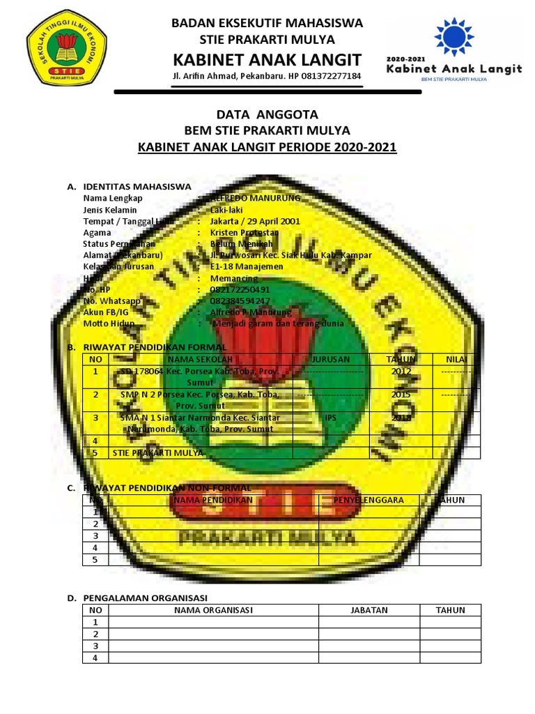 Contoh Formulir BEM | PDF