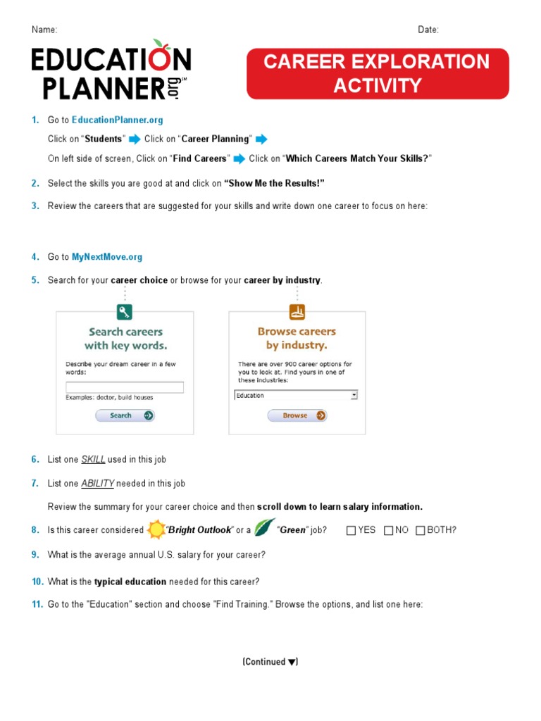 Career Exploration Activity | PDF