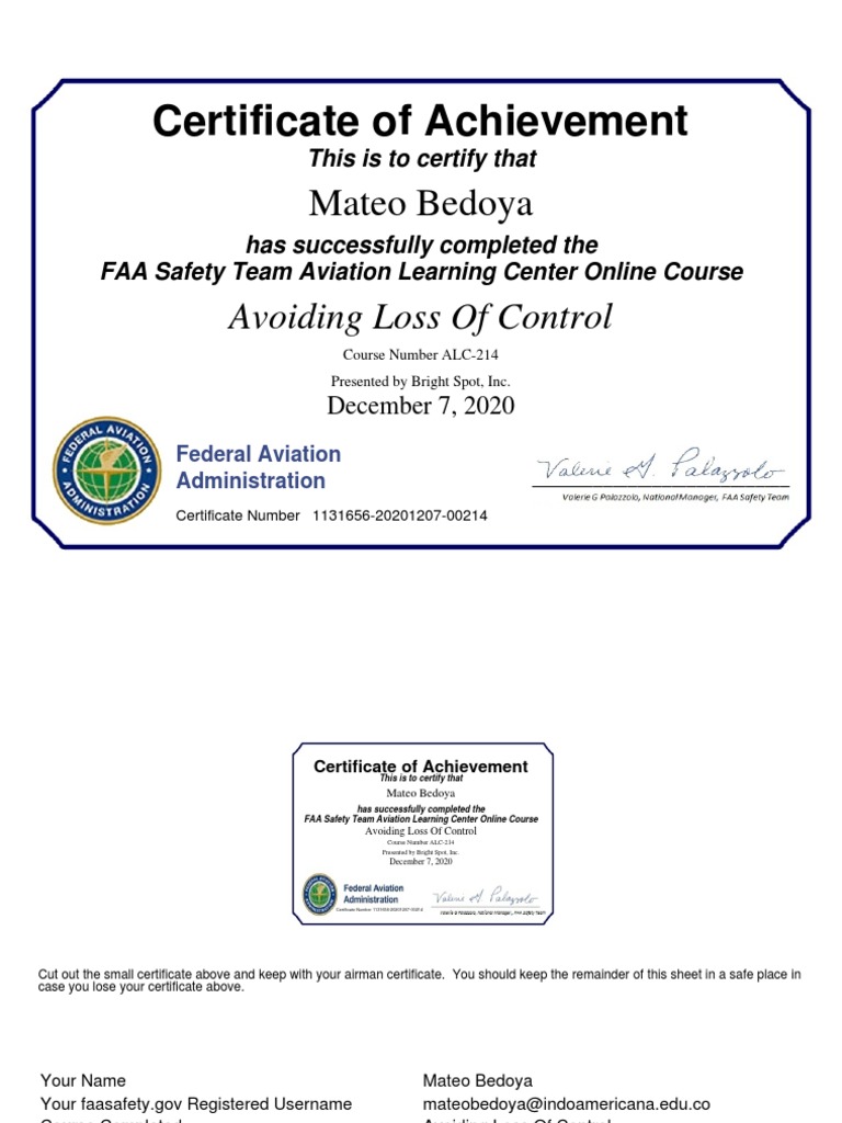 Certificado 3 Faa | PDF