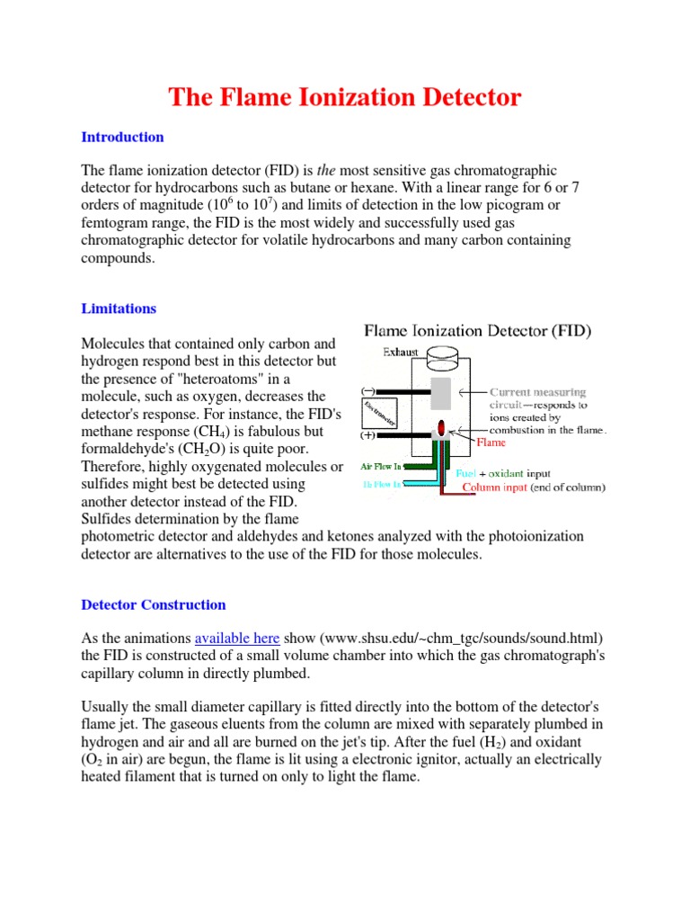 The Flame Ionization Detector | PDF | Combustion | Gases