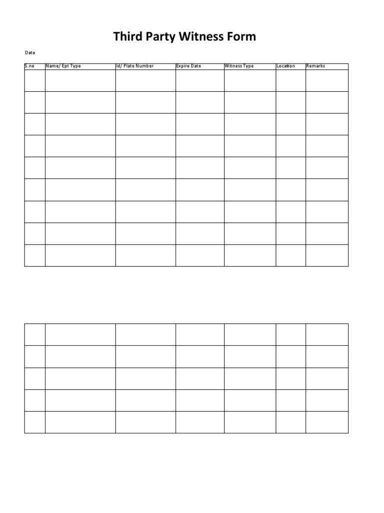 3rd Party Witness Form | PDF