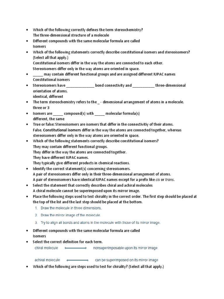 Stereochem | PDF | Chirality (Chemistry) | Isomer