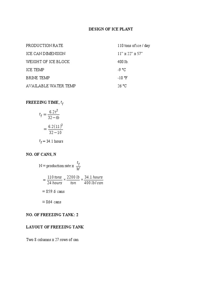 DESIGN OF ICE PLANT Revised | PDF | Ice | Ton