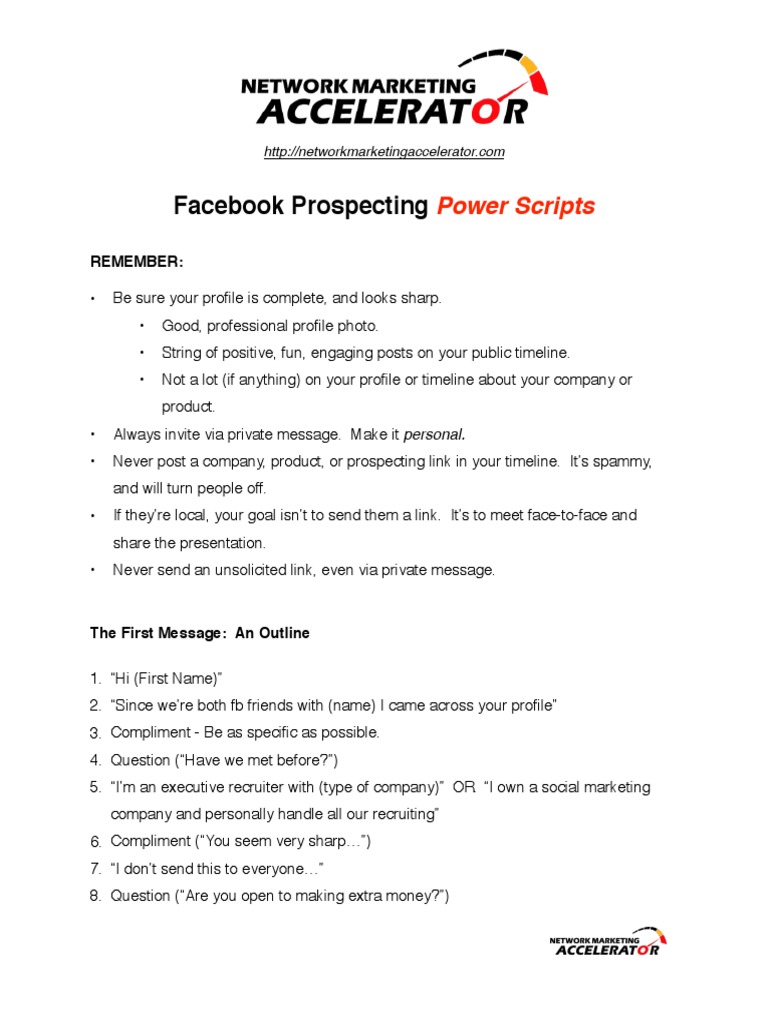 Facebook Prospecting Power Scripts PDF | PDF | Linked In | Social Media