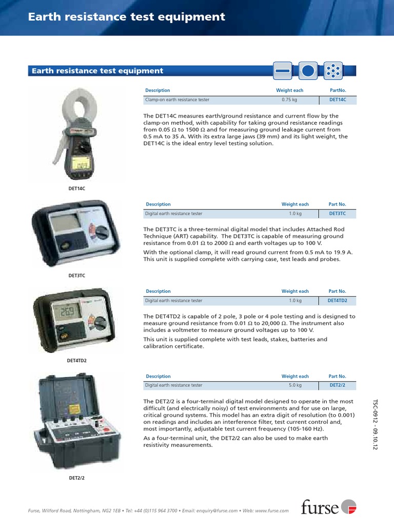 Earth Resistance Test Equipment Overview | PDF | Electrical Resistance ...