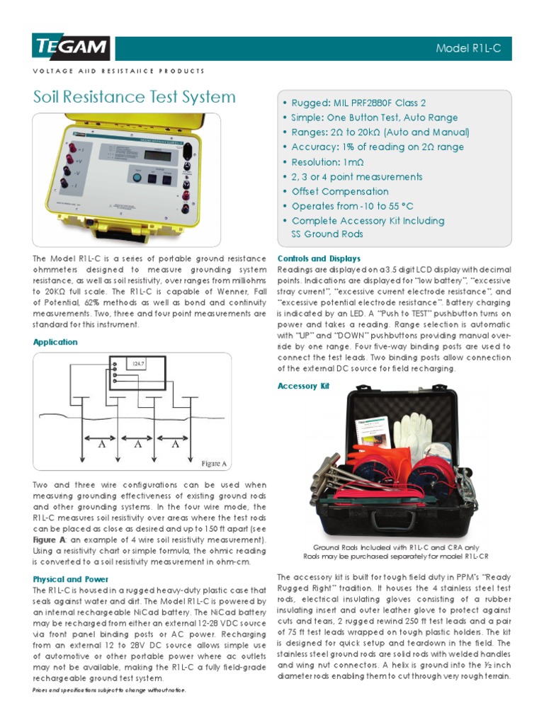 Soil Resistance Test System: Model R1L-C | PDF | Rechargeable Battery ...