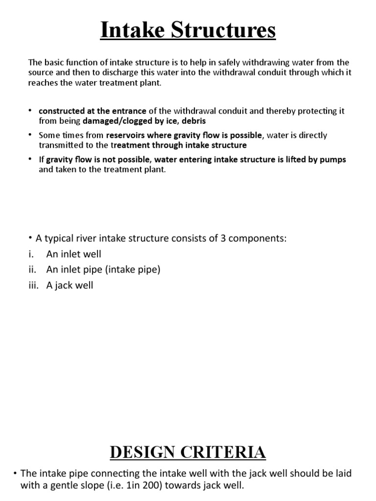 Design of Water Intake Structures | PDF