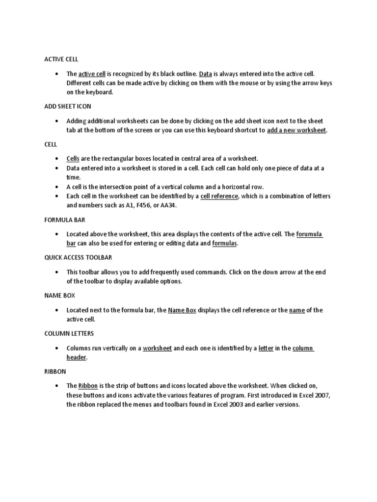 Excel Parts | PDF | Microsoft Excel | Icon (Computing)