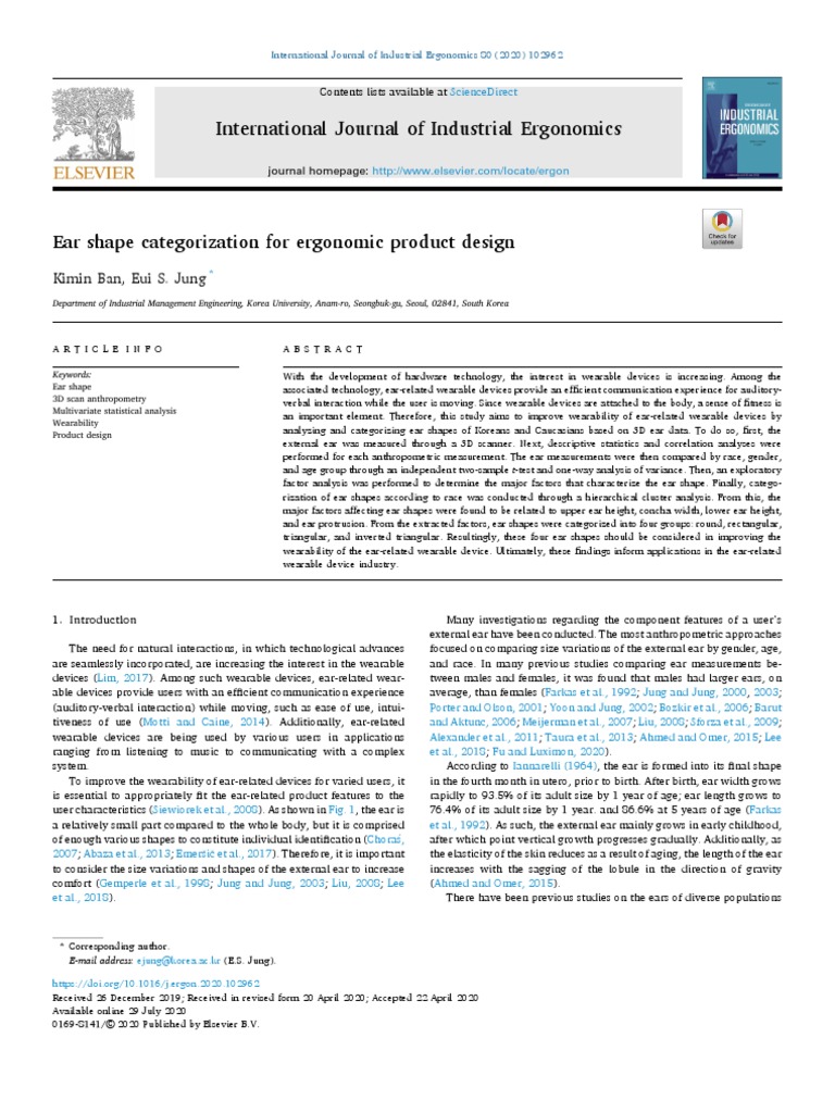 Ear Shape Categorization For Ergonomic Product Design | PDF ...