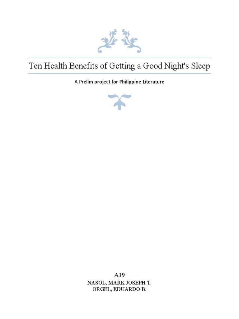 Ten Health Benefits of Getting A Good Nights Sleep | PDF | Sleep ...