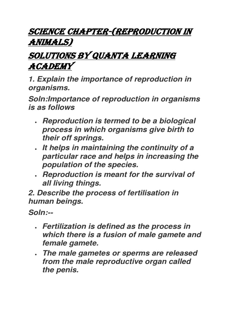 Reproduction in Animals: Class 8 Guide | PDF | Fertilisation | Reproduction