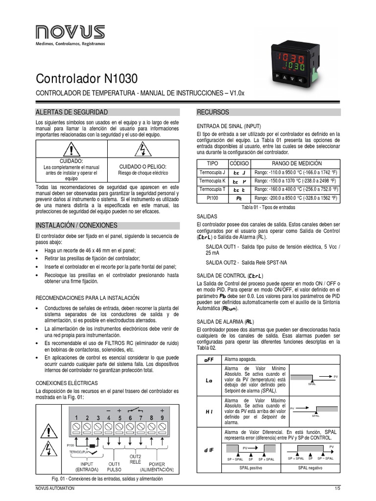 Novus n-1030 Esp | PDF | Contraseña | Ingenieria Eléctrica
