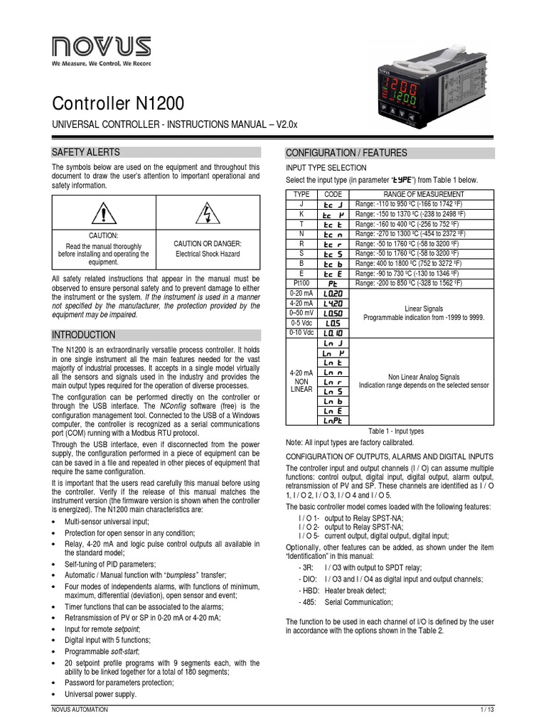 Controller N1200: Universal Controller - Instructions Manual - V2.0X ...