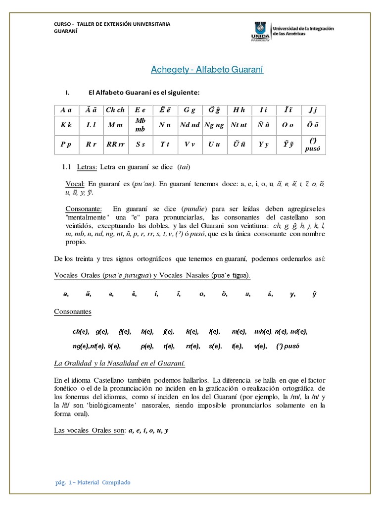 Alfabeto Guaraní | PDF | Vocal | Palabra