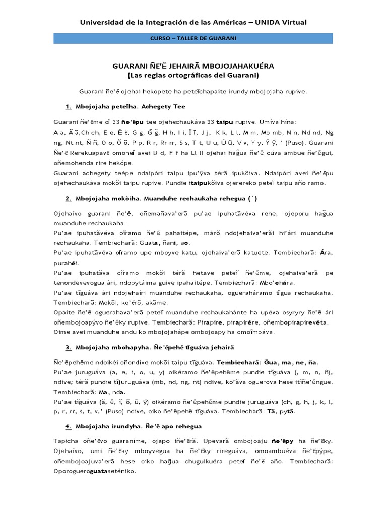 Reglas Ortograficas De Guarani Pdf