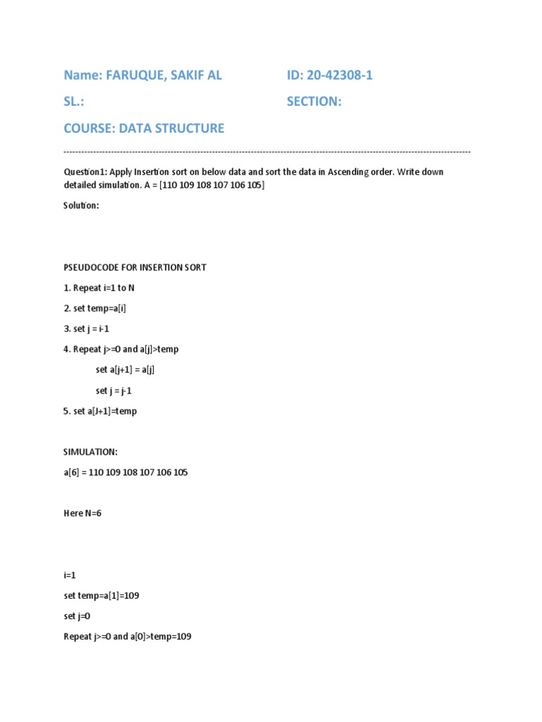 INSORT | PDF | Mathematical Notation | Algorithms And Data Structures