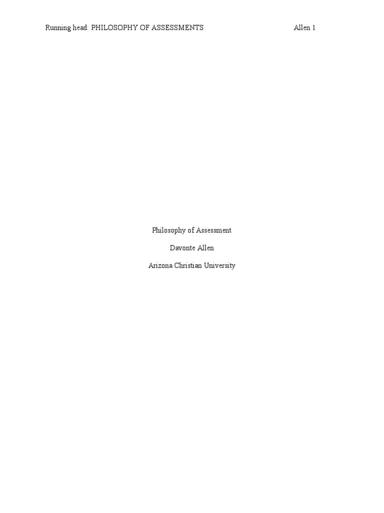 Philosophy of Assessment | PDF | Educational Assessment | Psychological ...