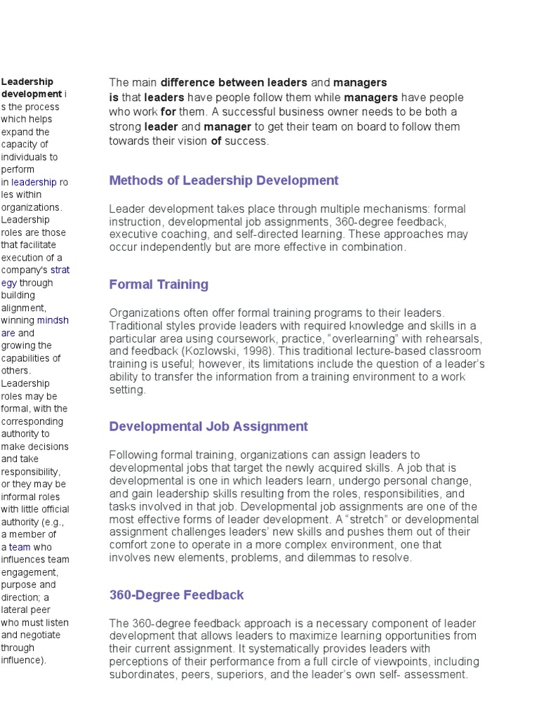 Leadership Development | PDF | Leadership | Learning