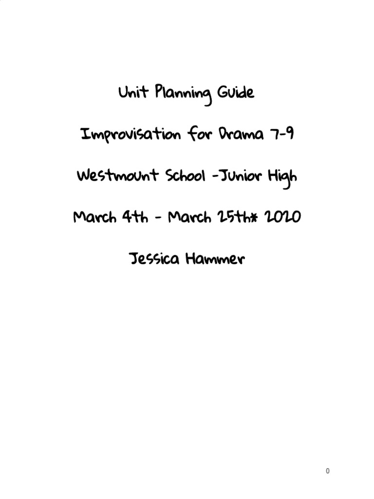 Improvisation Unit - Westmount Drama 7-9 | PDF | Improvisational ...