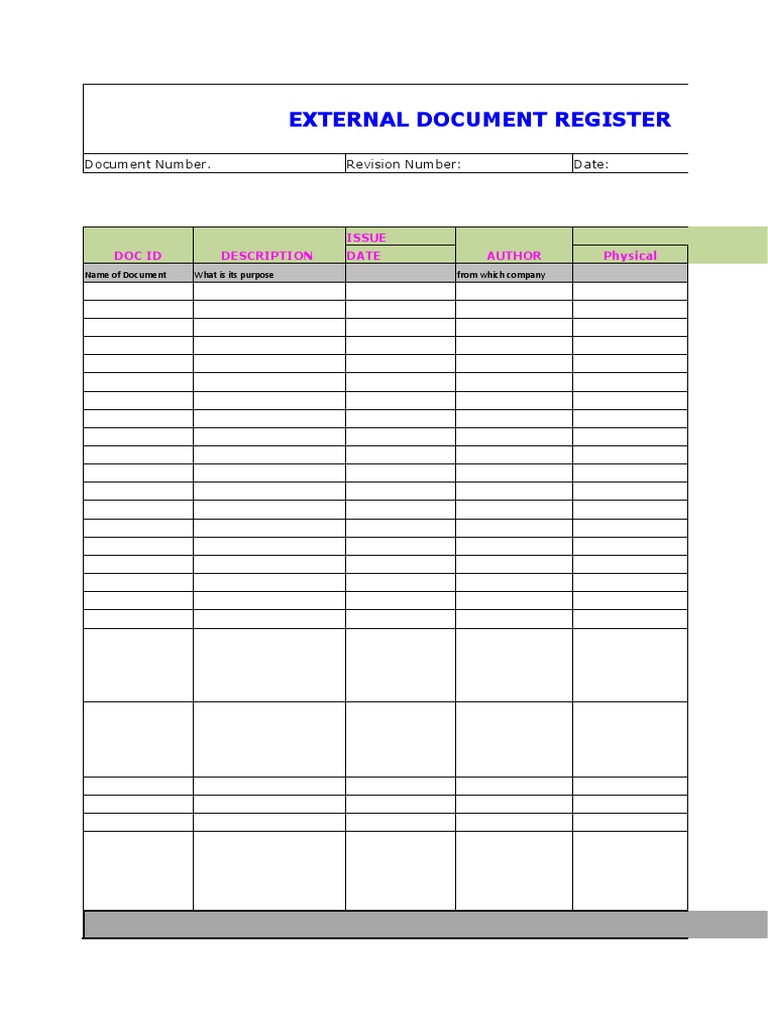 External Document Register Overview | PDF