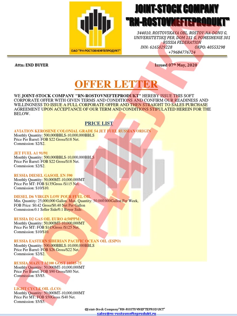 Offer Letter: Price List | PDF | Diesel Fuel | Petroleum