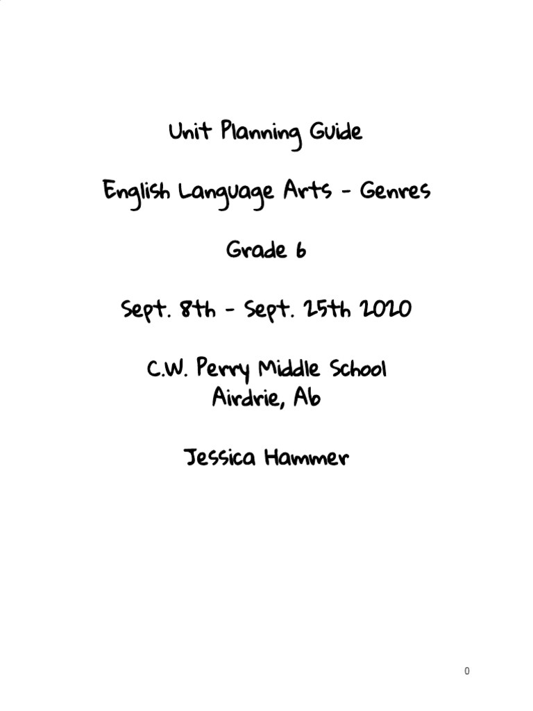 Grade 6 English Unit on Genres | PDF | Genre | Educational Assessment