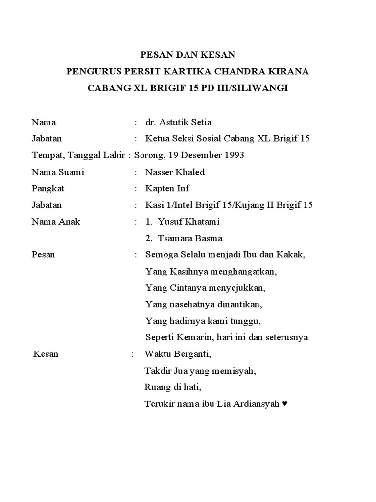 CONTOH Pesan Kesan | PDF