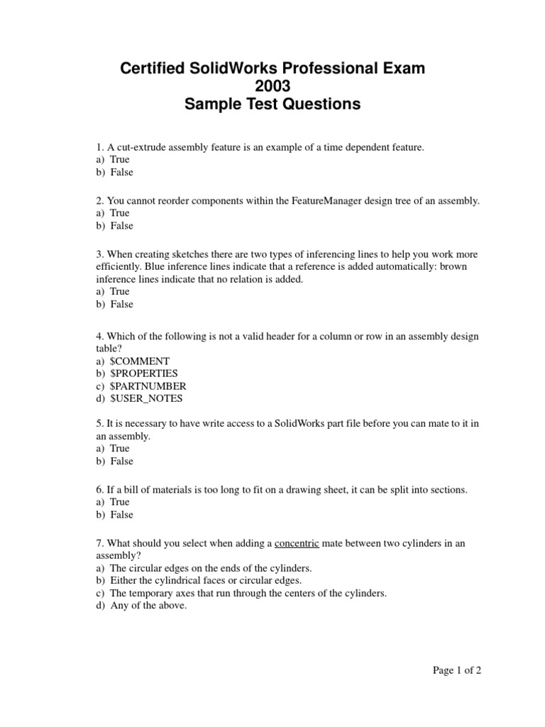 CSWP 2003 Sample Test | PDF
