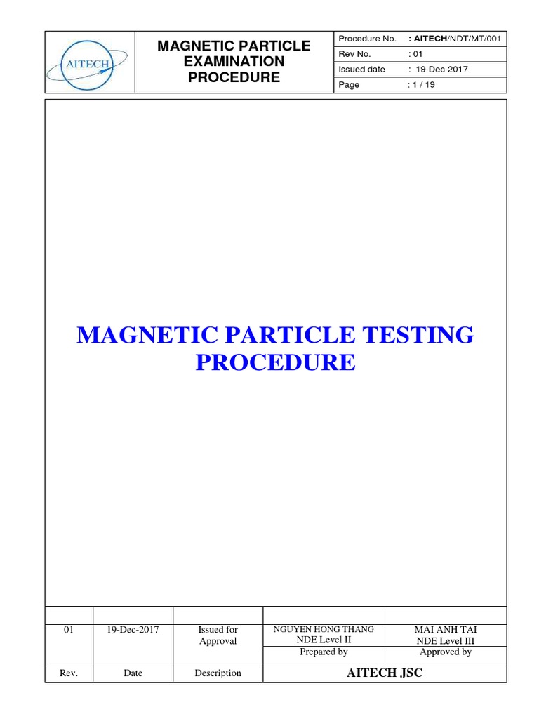 AITECH-NDT-MT-001 - Rev.01 | PDF | Nondestructive Testing | Paint