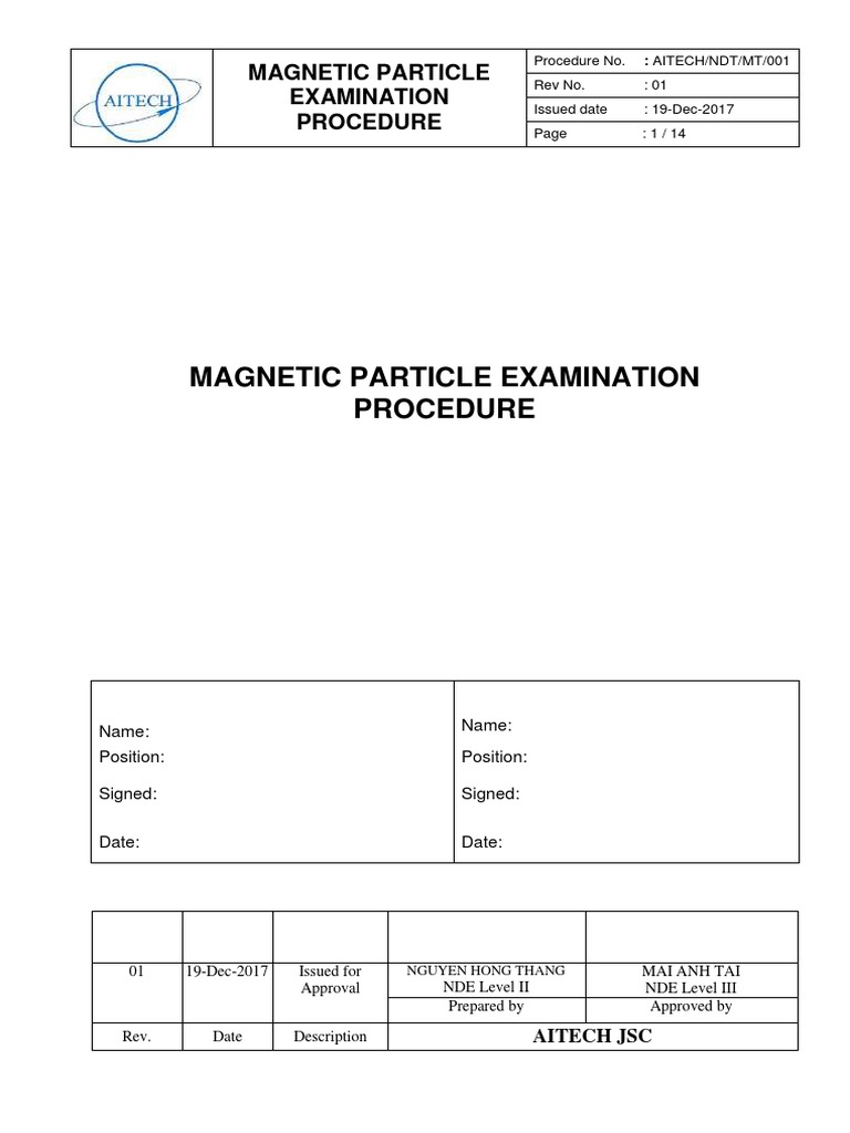 AITECH-NDT-MT-001 - Rev.01 - DDC | PDF | Nondestructive Testing | Paint