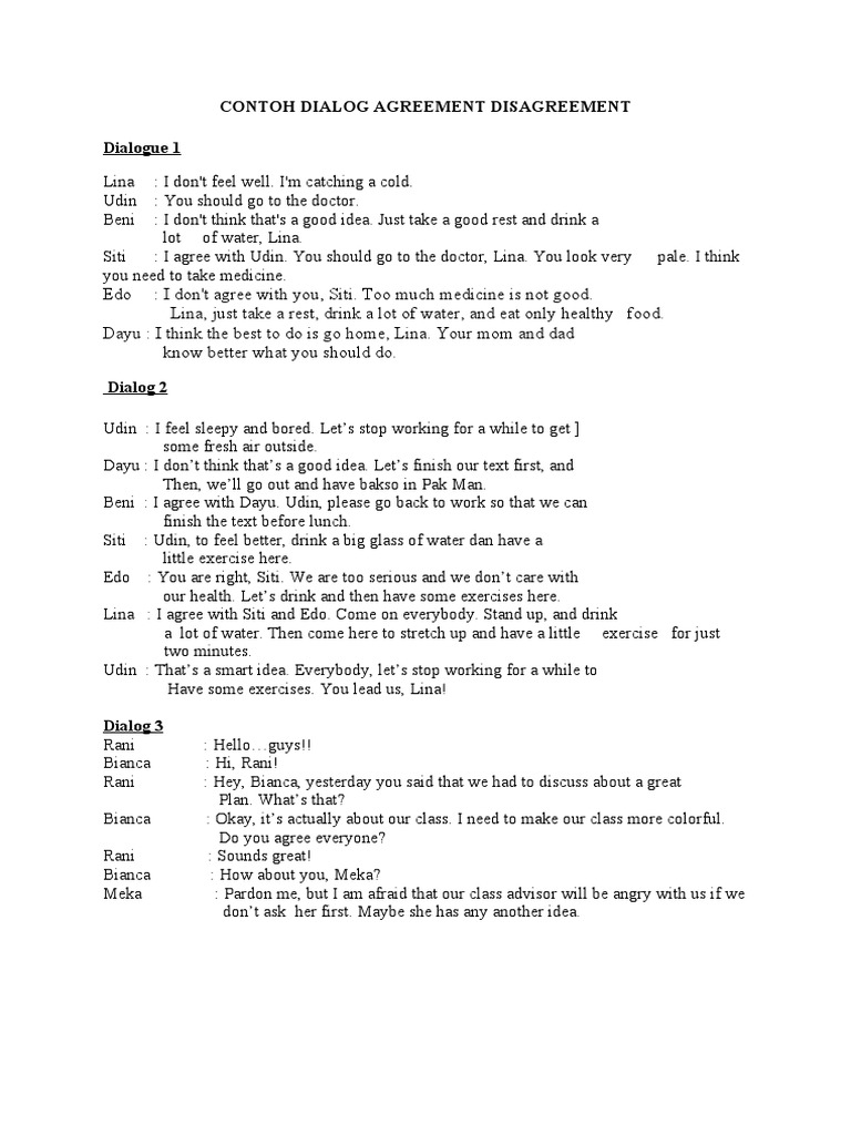 Contoh Dialog Agreement Disagreement | PDF | Self-Improvement