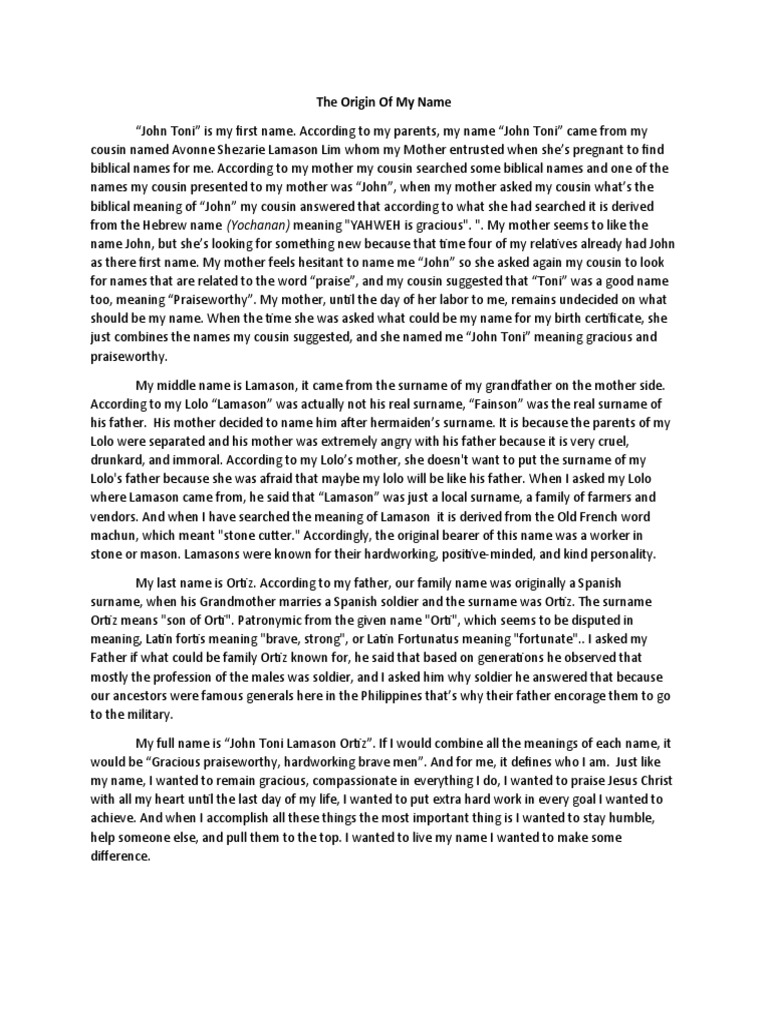 The Origin of My Name | PDF