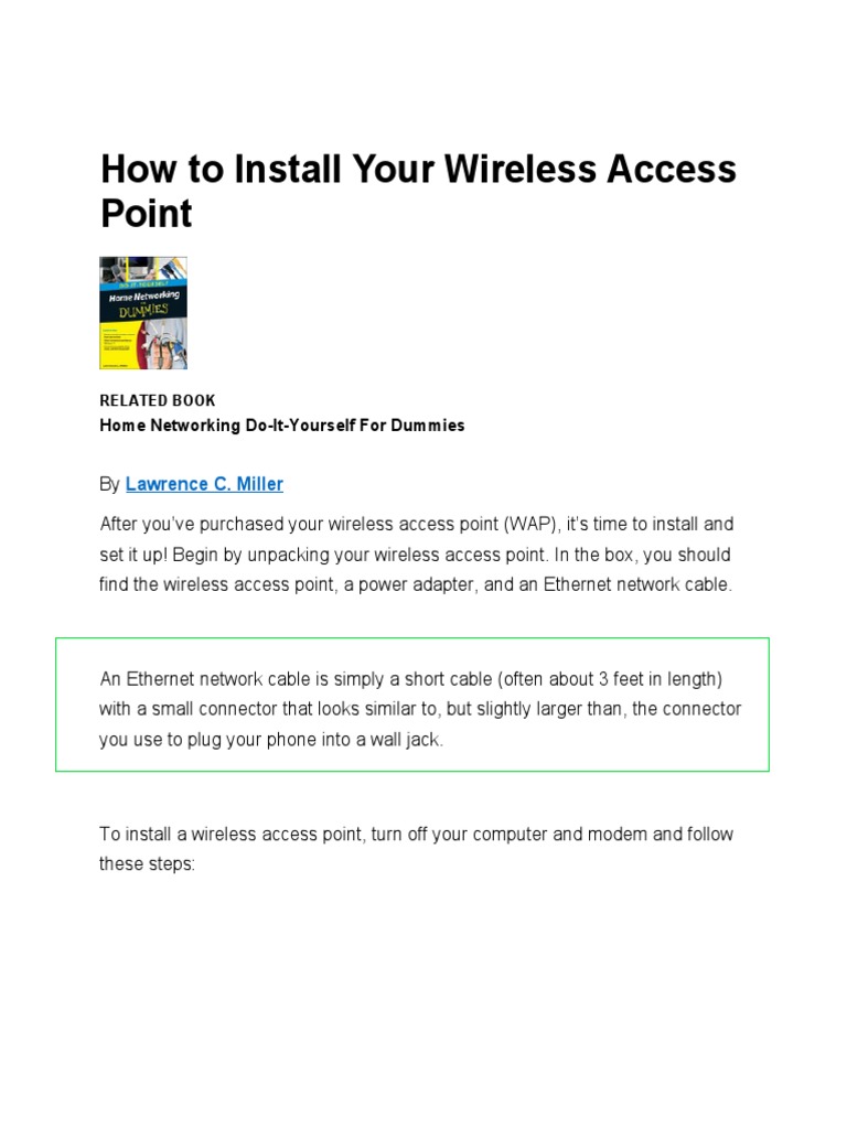 How To Install Your Wireless Access Point | PDF