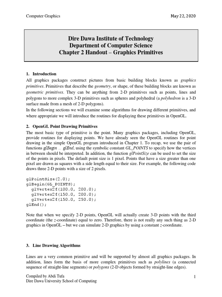 Chapter 2 - Graphics Primitive | PDF | Polygon | Elementary Geometry