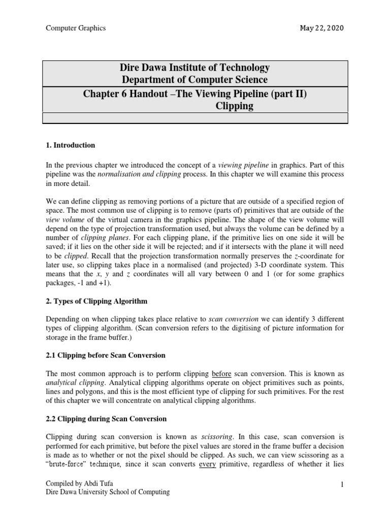 Chapter 6 - Clipping | PDF | Vertex (Geometry) | 2 D Computer Graphics