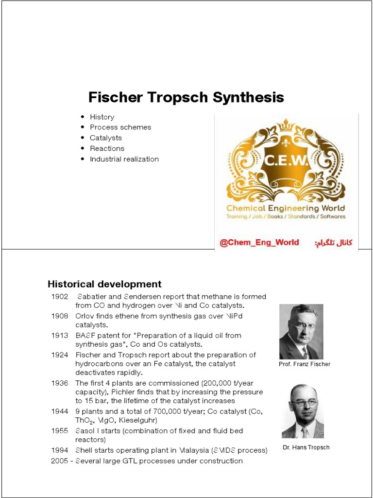 Fischer Tropsch Synthesis | PDF | Catalysis | Iron