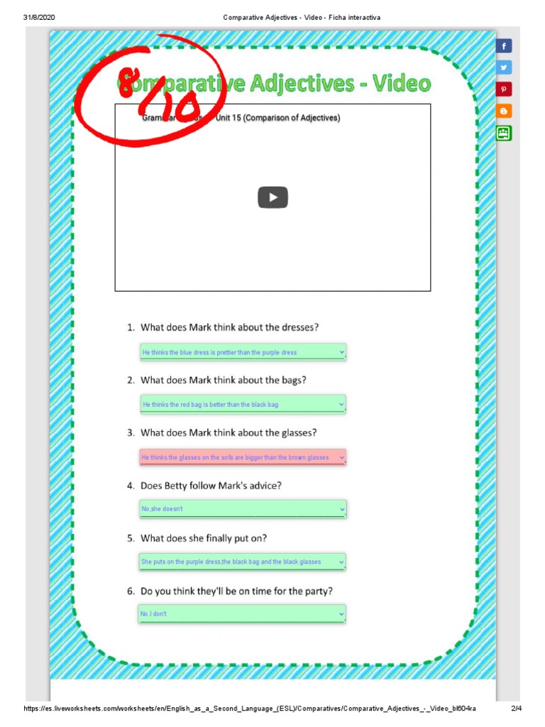 Grammar Genius A - Unit 15 (Comparison of Adjectives) Grammar Genius A ...