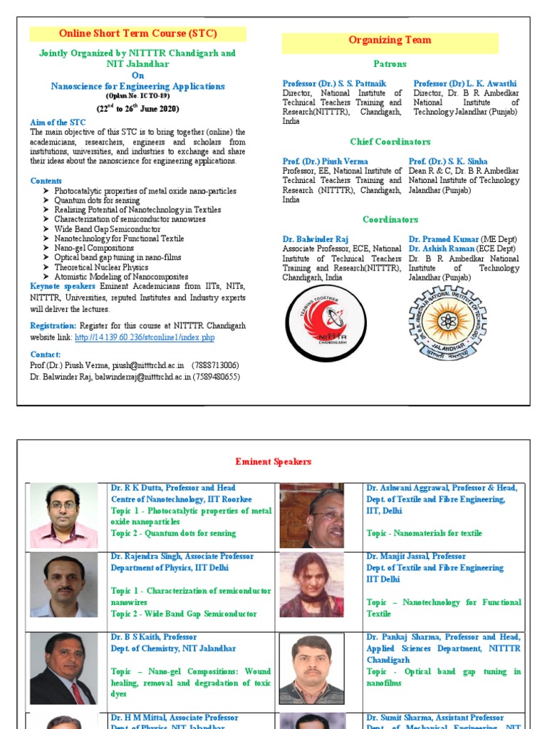 1.1 Brochure-STC - Nanoscience For Engineering Applications | PDF ...