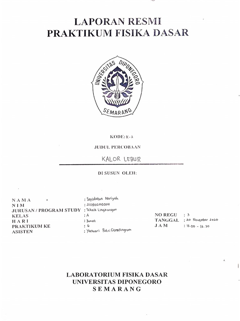 Laporan Resmi K2 Fisdas | PDF