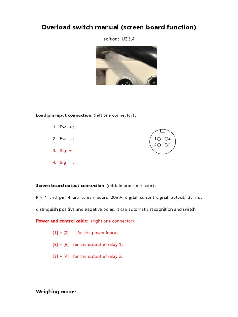 Overload Switch Manual: Calibration Guide | PDF | Relay | Parameter ...