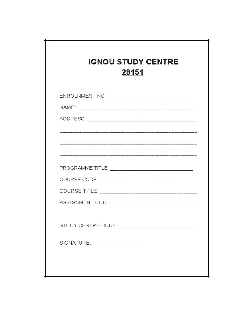 Assignment Cover Page | PDF