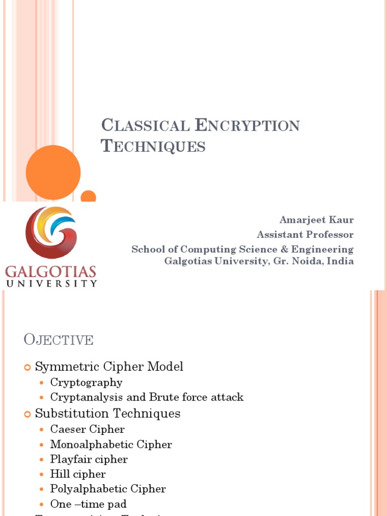 Classical Encryption Techniques Overview | PDF | Cryptography | Cryptanalysis