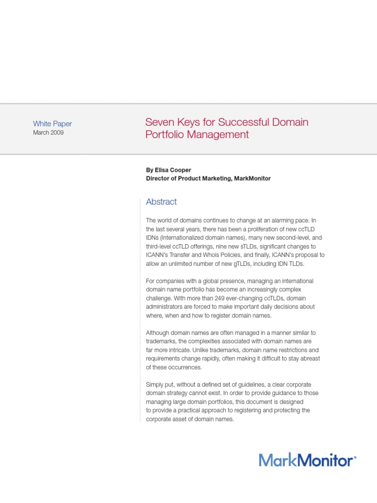Seven Keys For Successful Domain Portfolio Management: White Paper ...