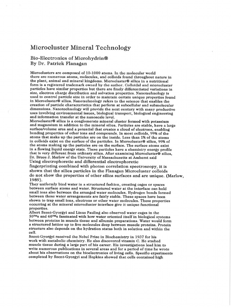 Microcluster-Mineral-Technology-Dr Patrick Flanagan | PDF